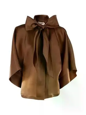Alberta Ferretti Pussy-bow Batwing-sleeve Blouse