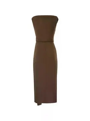 Max Mara Aureo Draped Midi Dress - Brown