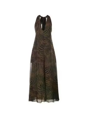 Max Mara Zebra-print Silk Maxi Dress
