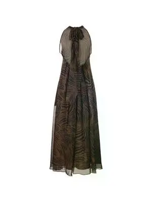 Max Mara Zebra-print Silk Maxi Dress