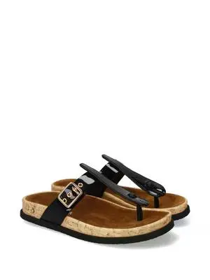 Premiata Buckle Strap Thong Sandals - Black