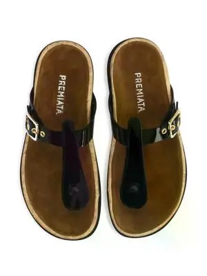 Premiata Buckle Strap Thong Sandals - Black