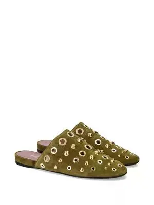Premiata Eyelet Embellished Mules - Green