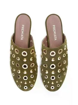 Premiata Eyelet Embellished Mules - Green