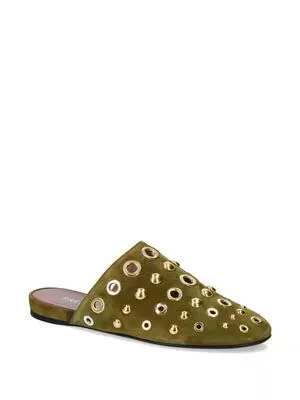 Premiata Eyelet Embellished Mules - Green