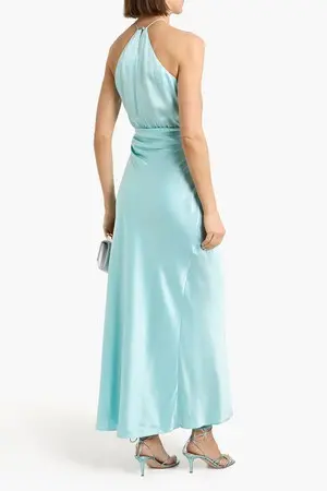 THE SEI Draped Silk-satin Maxi Dress