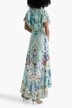 Camilla Printed Silk Crepe De Chine Maxi Wrap Dress