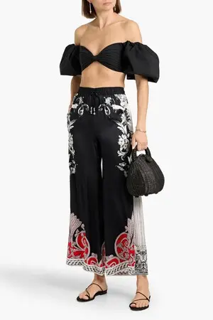 Camilla Printed Wide-leg Silk-satin Pants