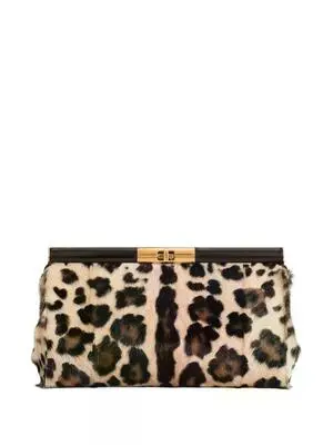 Dolce & Gabbana Marlene Leopard-print Chain Clutch Bag - Neutrals