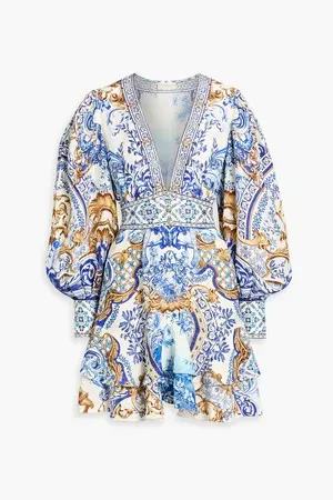 Camilla Crystal-embellished Printed Mini Dress