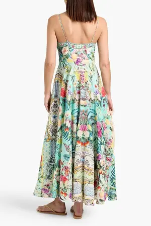 Camilla Crystal-embellished Printed Linen Maxi Dress