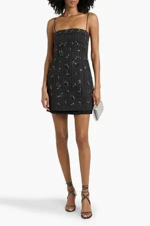 Simkhai Anden Embellished Striped Mini Dress - Charcoal