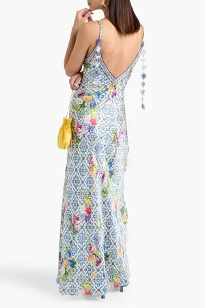 Camilla Crystal-embellished Printed Silk-twill Maxi Slip Dress