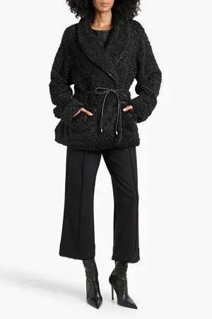 Simkhai Kimia Belted Teddy Fleece Jacket - Black