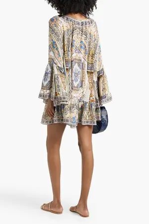 Camilla Crystal-embellished Ruffled Silk Crepe De Chine Mini Dress