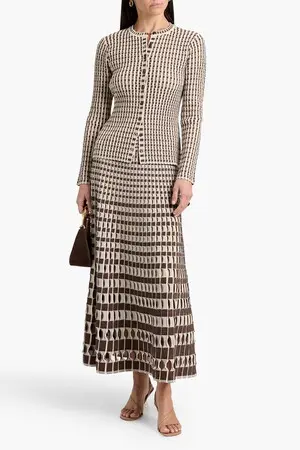 Simkhai Gracen Laser-cut Stretch-knit Cardigan