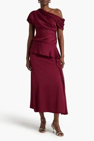 Simkhai Maria Draped Satin Midi Skirt