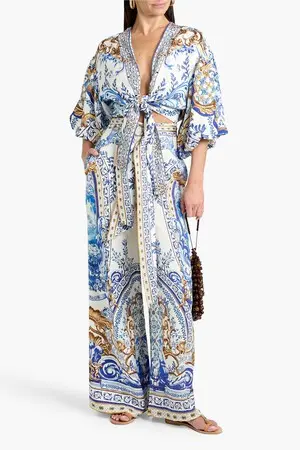 Camilla Cropped Printed Twill Top