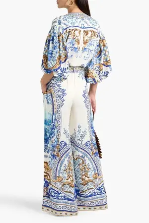 Camilla Cropped Printed Twill Top