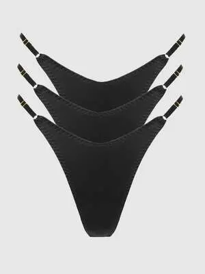 Frederick's Of Hollywood Rising Star Liquid Satin Thong 3 Pack - Multi-color