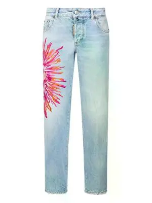 Dsquared2 Jenna Light Wash Floral Print Jeans