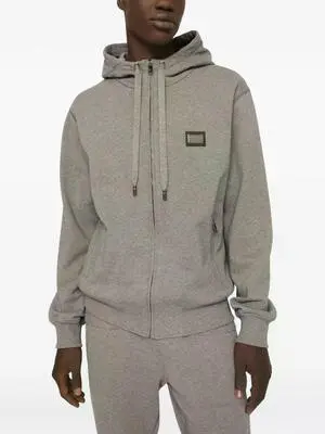 Dolce & Gabbana Logo-plaque Zip-up Hoodie - Grey