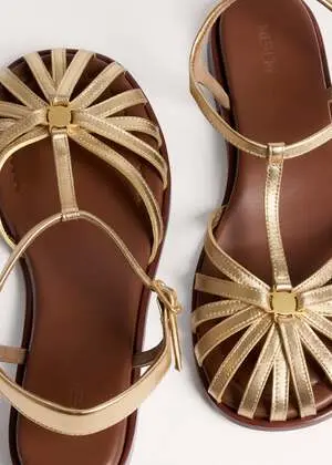 ME+EM Caged T-bar Sandal - Gold