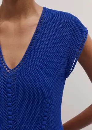 ME+EM Pointelle Knit Maxi Dress With Slip - Deep Blue