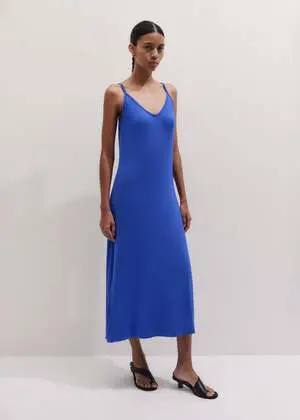ME+EM Pointelle Knit Maxi Dress With Slip - Deep Blue