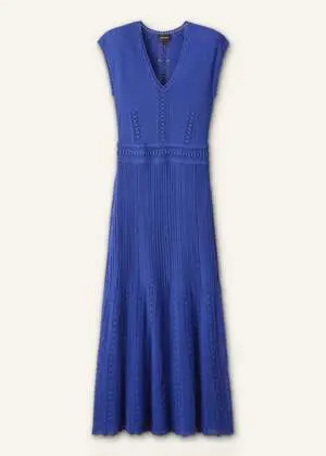 ME+EM Pointelle Knit Maxi Dress With Slip - Deep Blue