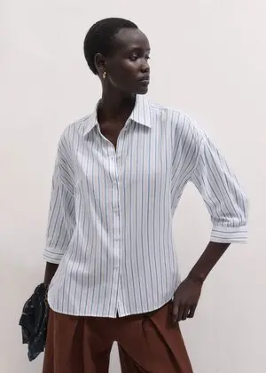 ME+EM Striped Cotton-blend Voile Shirt