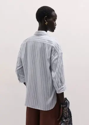 ME+EM Striped Cotton-blend Voile Shirt