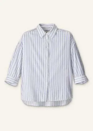 ME+EM Striped Cotton-blend Voile Shirt