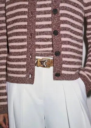 ME+EM Mouliné Stripe Straight Cardigan