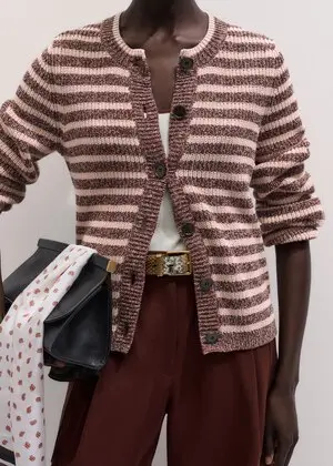ME+EM Mouliné Stripe Straight Cardigan