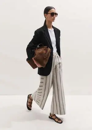 ME+EM Textured Stripe Cropped Track Pant