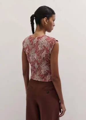 ME+EM Silk Cotton Botanical Print Crop Top