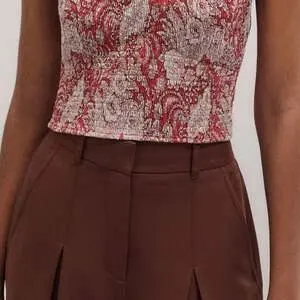 ME+EM Silk Cotton Botanical Print Crop Top
