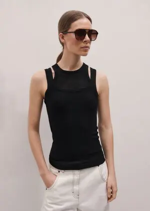 ME+EM Double Layer Slim Vest Set - Black