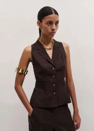 ME+EM Sleeveless Waistcoat - Cocoa Brown