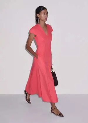 ME+EM Crease-less Linen Embroidered Maxi Dress - Candy Coral