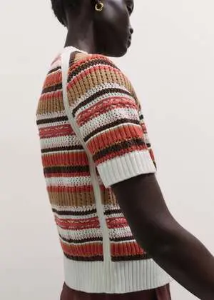 ME+EM Textured Stripe Zip-up Tee