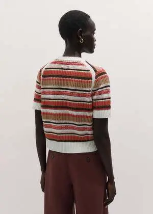 ME+EM Textured Stripe Zip-up Tee