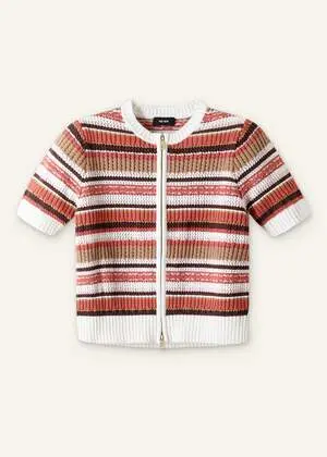 ME+EM Textured Stripe Zip-up Tee