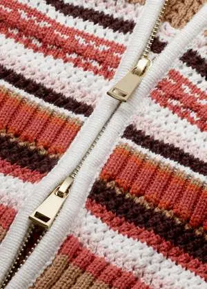 ME+EM Textured Stripe Zip-up Tee