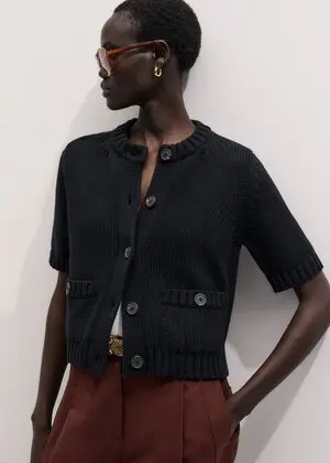 ME+EM Straight Knit Button-through Tee