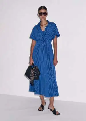 ME+EM 2-in-1 Fit & Flare Maxi Shirt Dress - Blue/white