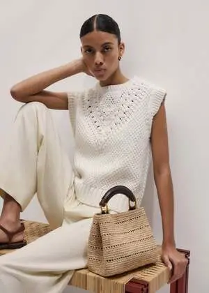 ME+EM Relaxed Fit Crochet Knit Vest