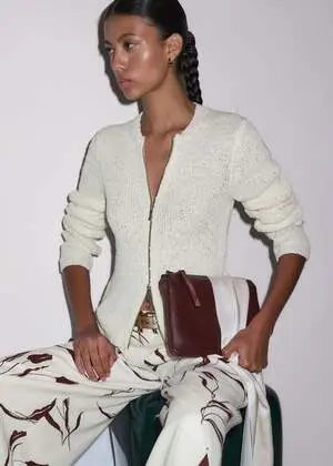 ME+EM Bouclé Zip Through Cardigan - Cream