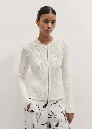ME+EM Bouclé Zip Through Cardigan